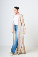 Pastel Shimmer Print Abaya - Beige – Abaya heavens